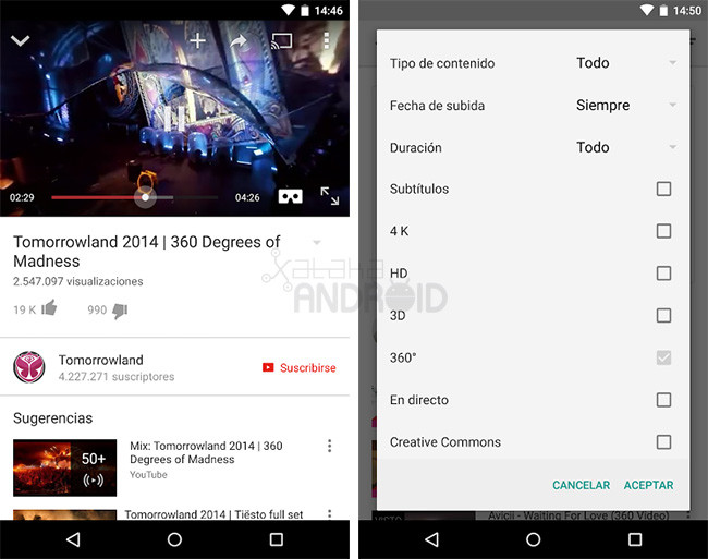 YouTube para Android ya te permite disfrutar de vídeos a 360 grados en ...