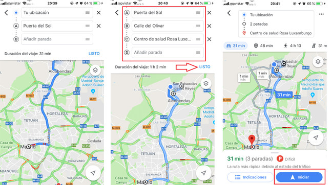 Cómo crear una ruta con varias paradas en Google Maps