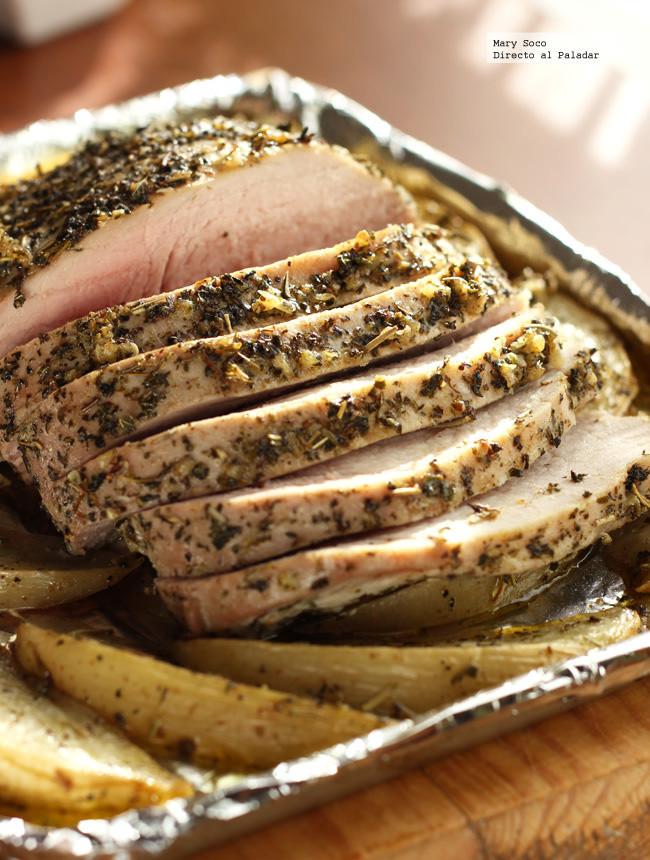 Lomo asado a las finas hierbas. Receta