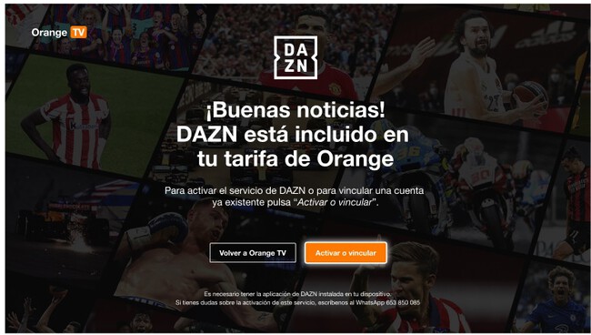 Cómo activar la cuenta de DAZN gratis para clientes de Orange