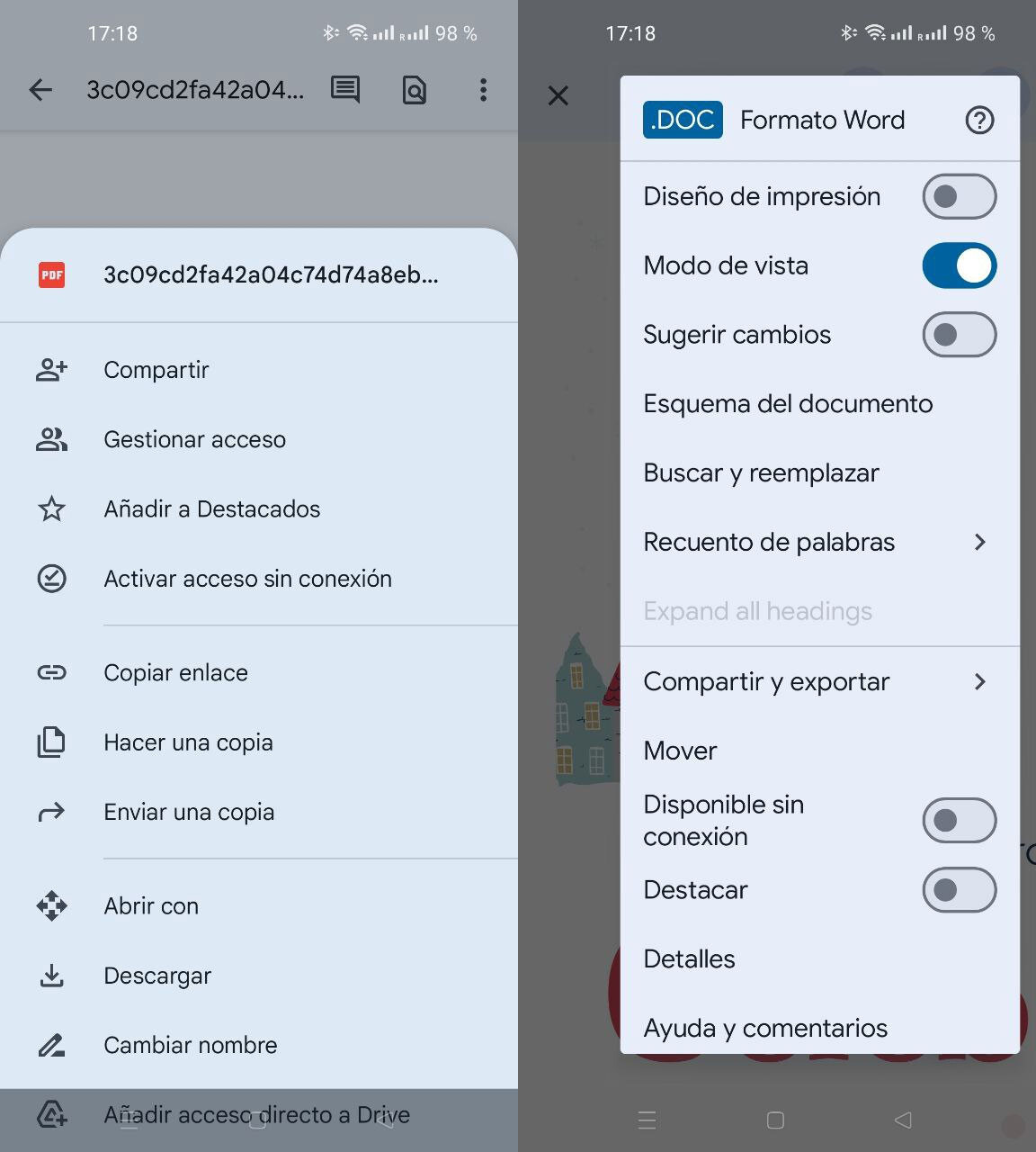 Cómo convertir documentos desde Google Drive usando el móvil