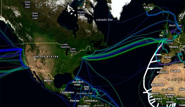 ¿Dónde están los cables submarinos?