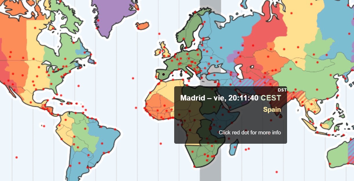 Este mapa interactivo nos descubre los husos horarios, cuándo se ...