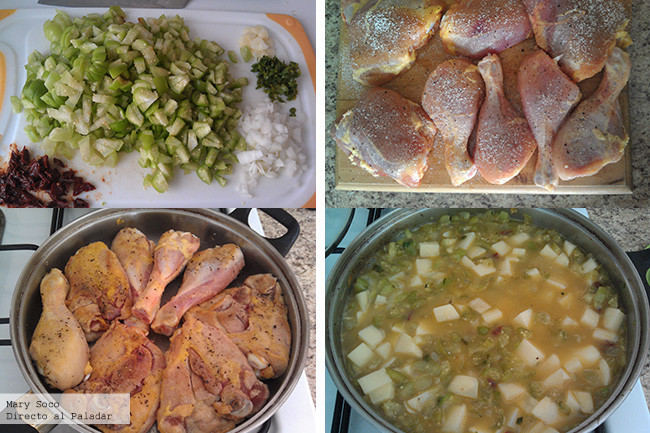 Pollo entomatado. Receta