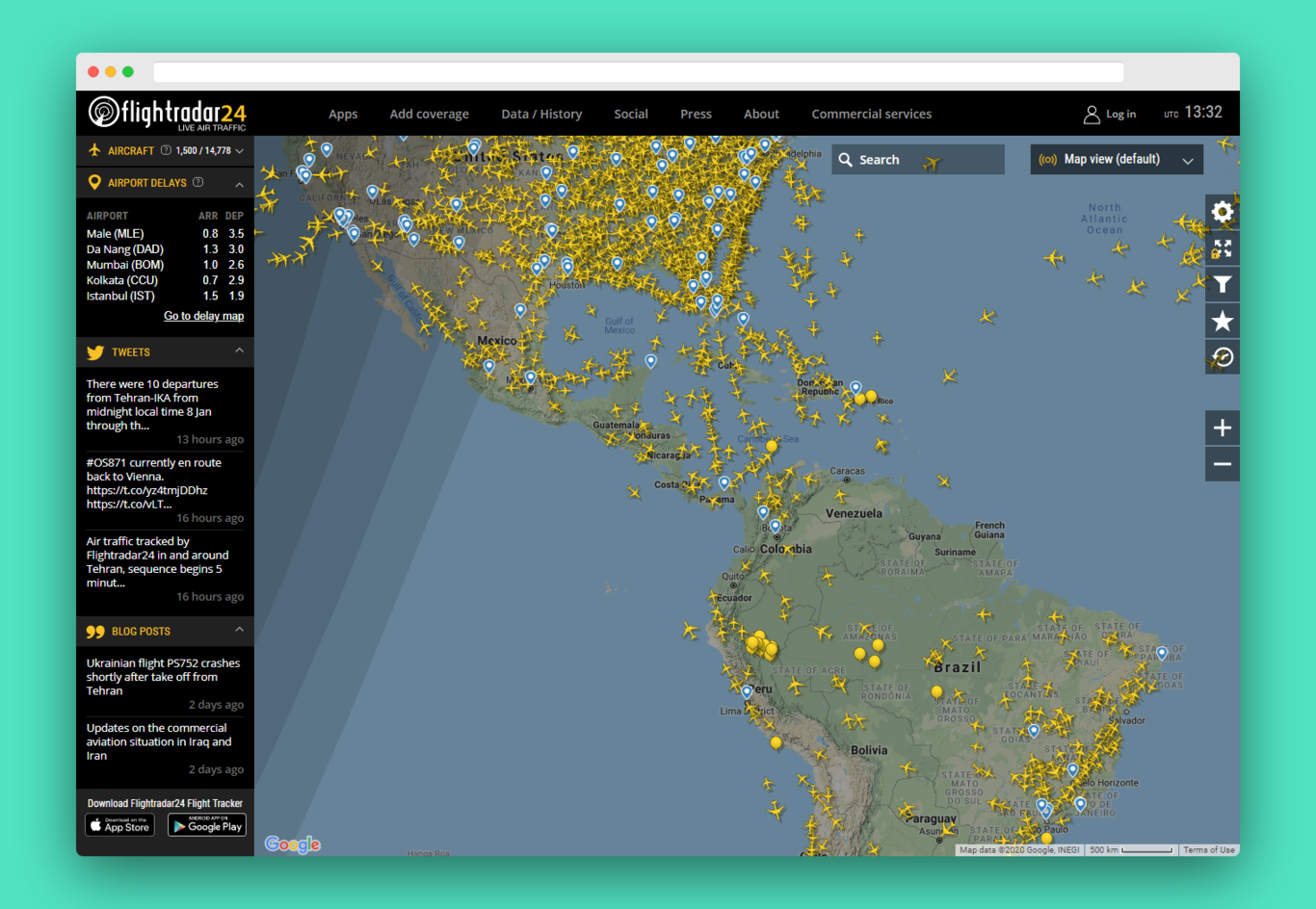 Esta web te muestra el tráfico aéreo de todo el mundo en tiempo real