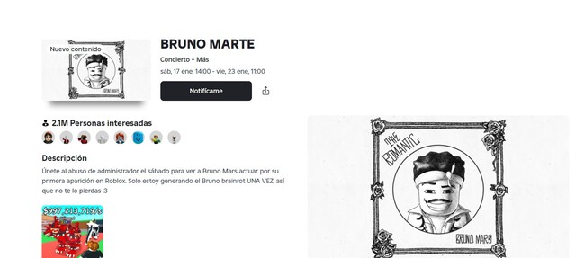 Bruno Mars dará un concierto en Roblox: revelada la fecha y hora en ...