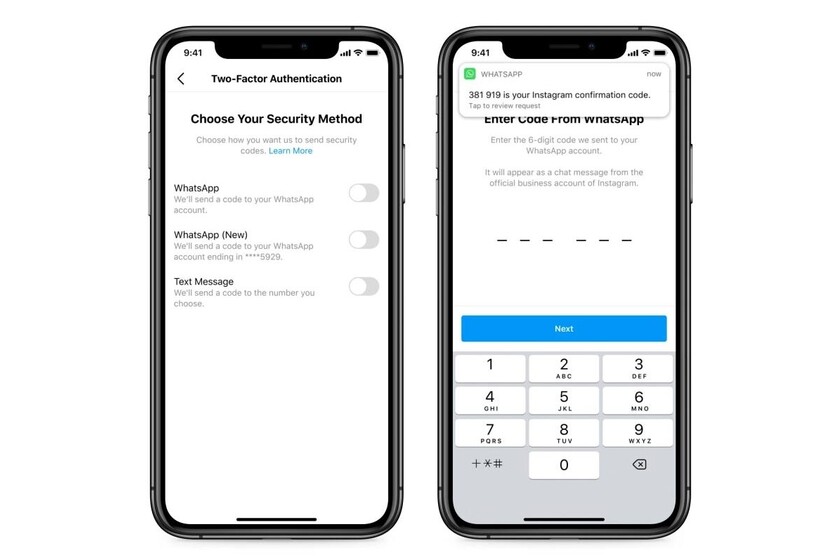 Podrás usar WhatsApp como segundo factor de verificación para Instagram