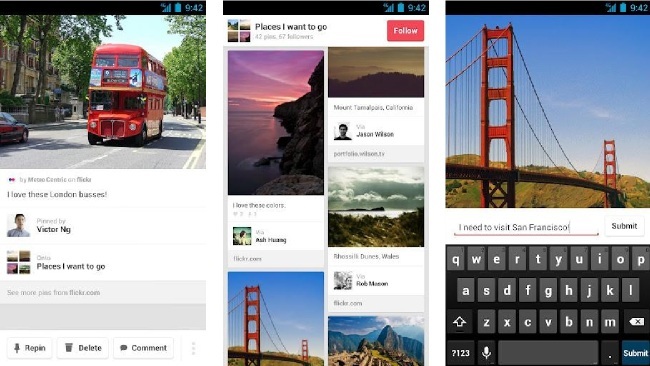 Pinterest cuenta ya con aplicación para Android y también para iPad