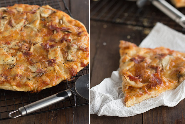 Pizza crujiente de setas de cardo y jamón, receta de cocina fácil y ...
