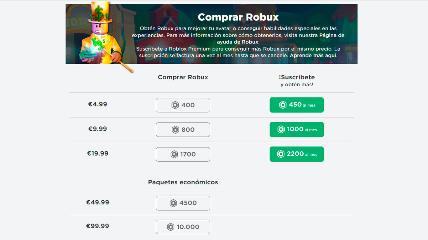 Conseguir Robux y una cuenta Premium en Roblox: cuáles son los precios ...