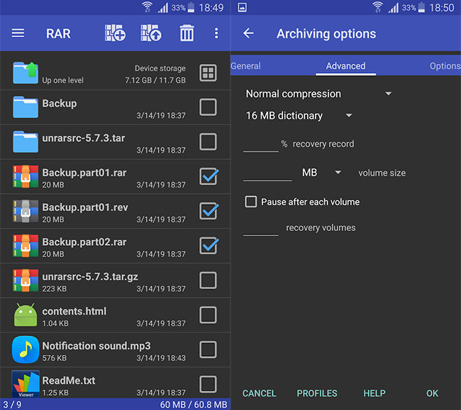 Cómo comprimir y descomprimir archivos en Android