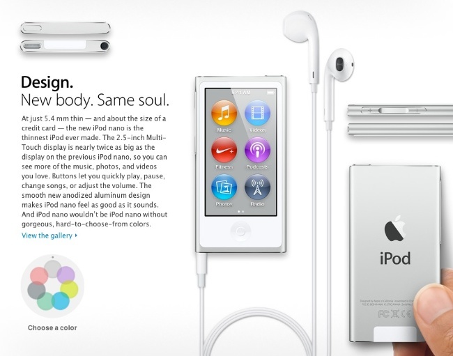 Nuevo iPod Nano, más música en una pantalla multitouch de 2,5 pulgadas