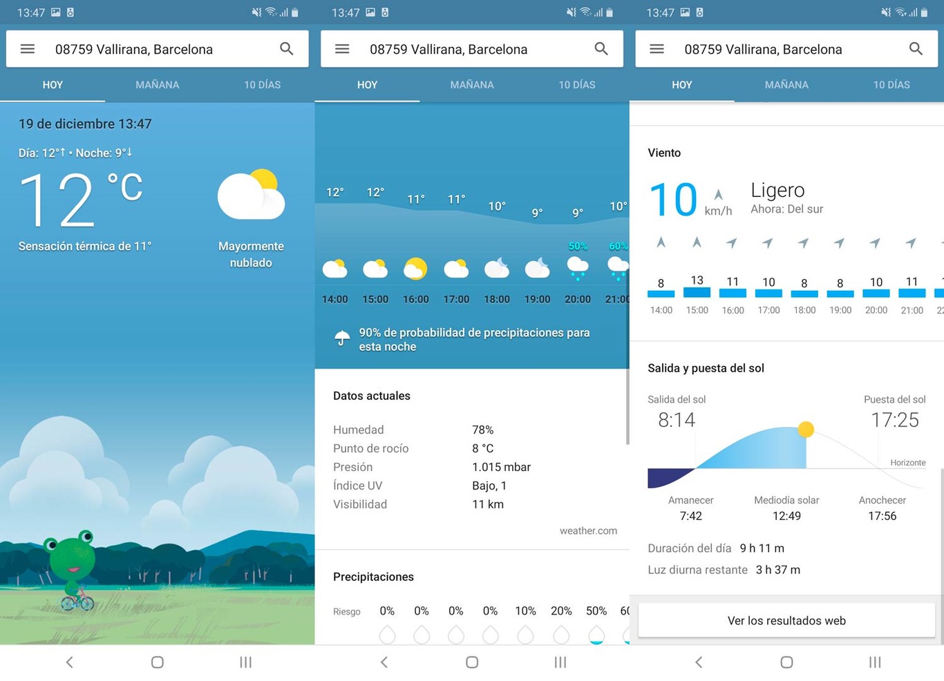 La aplicación del tiempo de Google en tu móvil: una app que no hay que ...