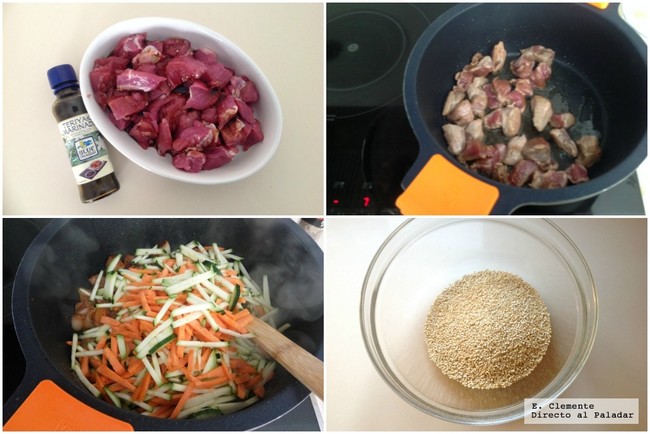 Solomillo de cerdo especiado con hortalizas y quinoa. Receta fácil ...