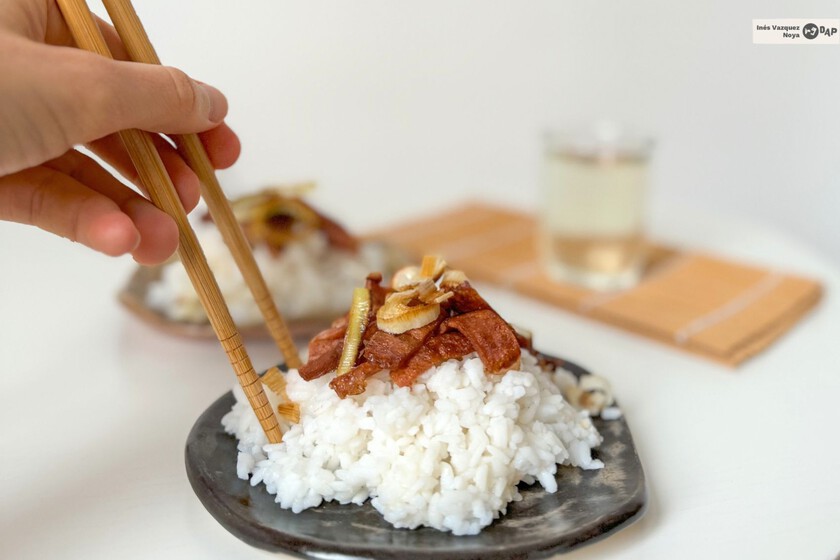 Arroz con bacon (de setas), un plato inspirado en Japón con una ...
