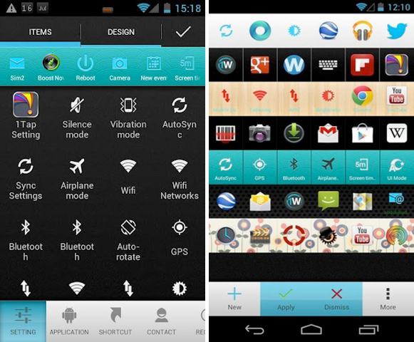 Atajos rápidos en el área de notificaciones con 1Tap Quick Bar para Android