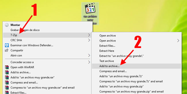 Cómo cortar un archivo grande en varias partes con 7-ZIP