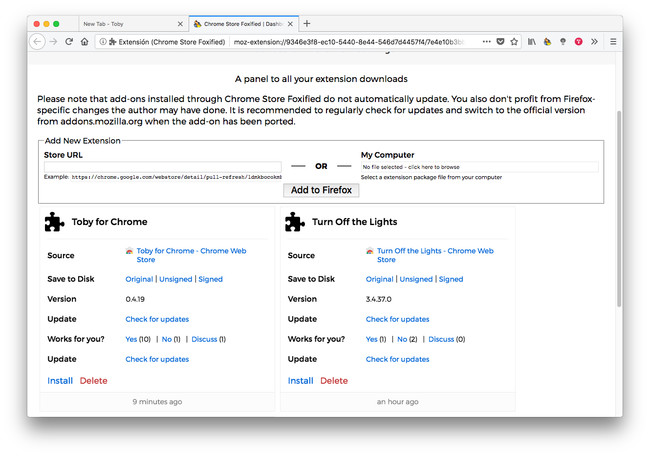 Cómo instalar extensiones para Chrome en Firefox Quantum