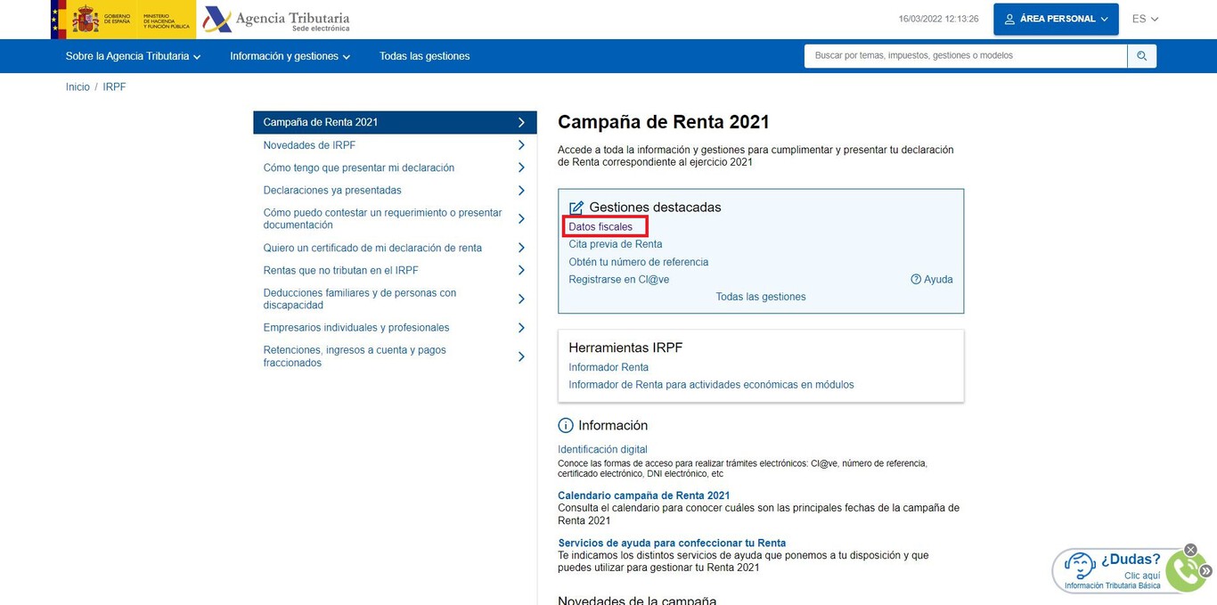 Renta 2021: consulta tus datos fiscales por internet para estar listo de cara a la declaración ...