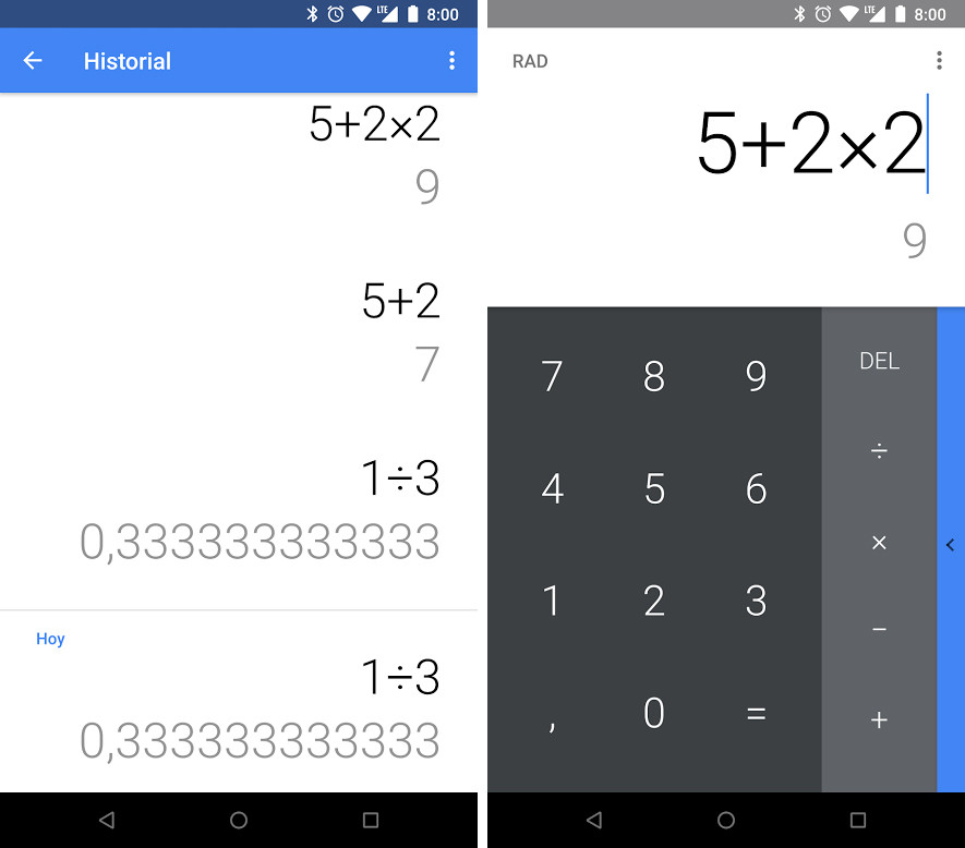 Calculadora de Google 7.4: nuevo color y nuevas características