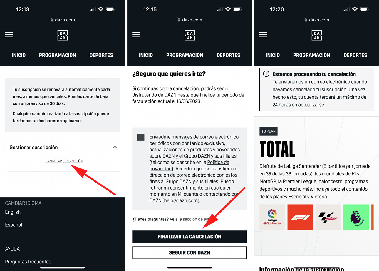 Cómo dar de baja DAZN: todo lo que debes tener en cuenta antes de ...