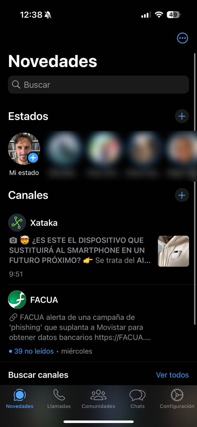 Cómo quitar los canales de WhatsApp y volver a la vista clásica con los estados en vertical