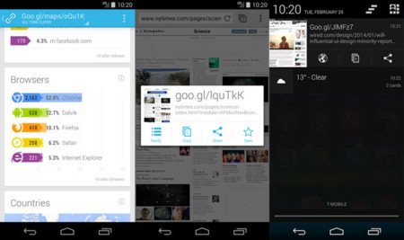 Google URL Shortener para Android, una aplicación no oficial del acortador de URL de Google
