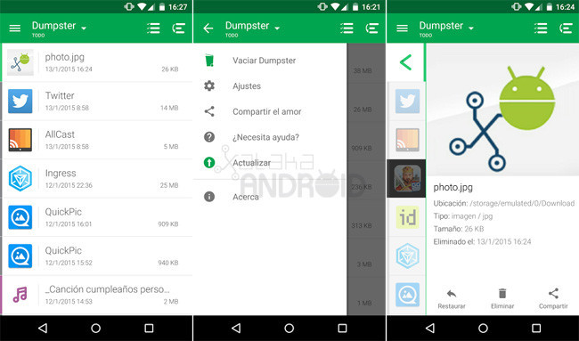 Dumpster para Android, una completa papelera de reciclaje para ...