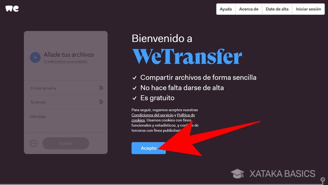 Cómo enviar un archivo por WeTransfer