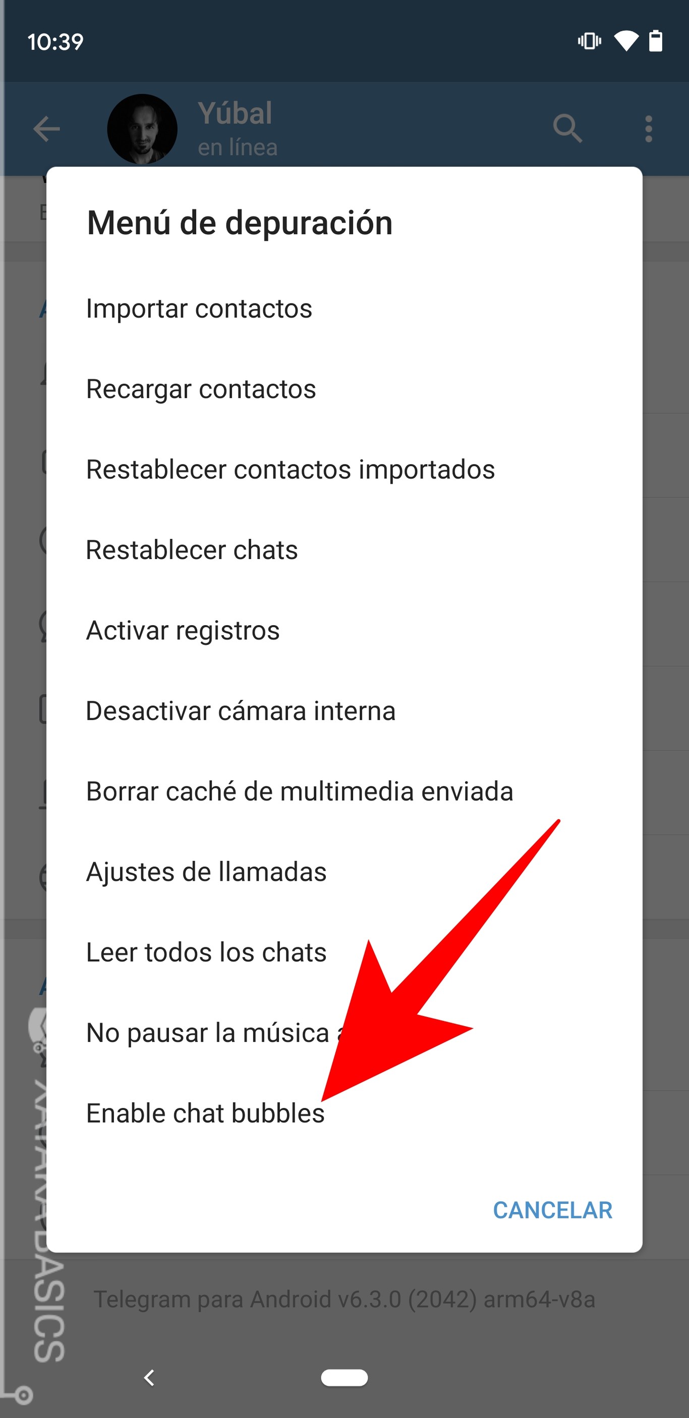 Cómo activar las burbujas de chat de Telegram en su fase de prueba