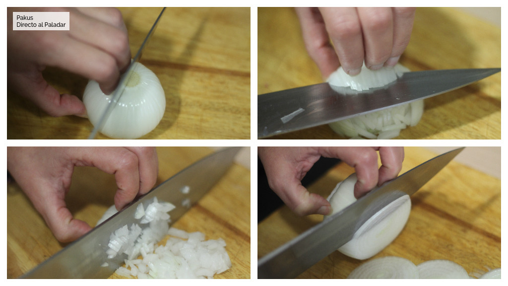 Cortes básicos de la cebolla: en juliana, en aros y en brunoise
