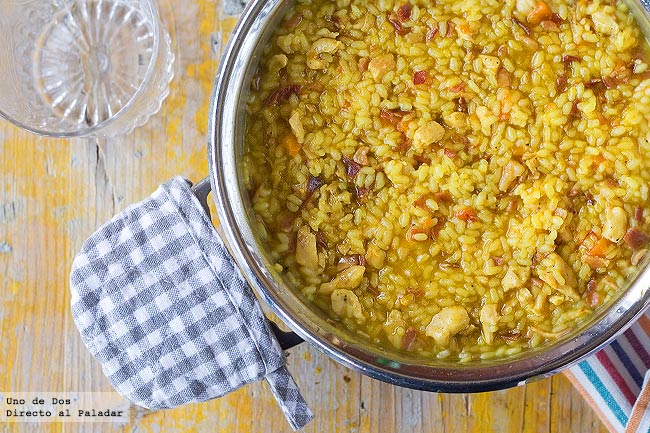 Arroz con pollo al azafrán. Receta