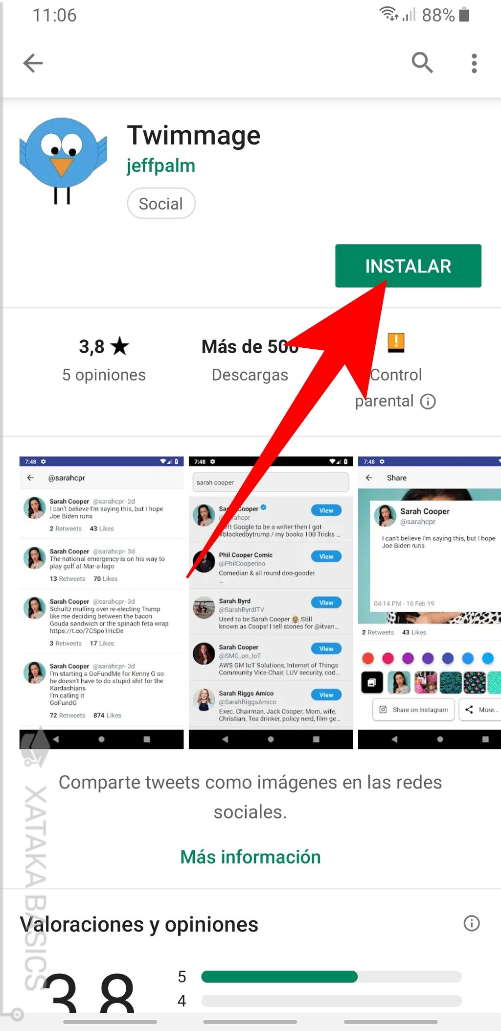 Cómo compartir como imagen en Instagram una publicación de Twitter
