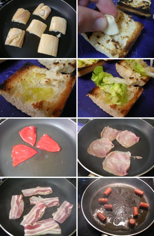 Pincho de chistorra, bacón, jamón y piquillo. Receta