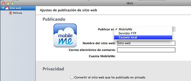 Cómo publicar tu proyecto de iWeb en Dropbox en lugar de MobileMe