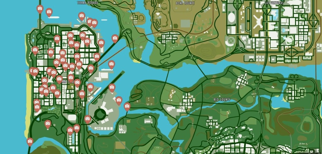 Mapa interactivo de GTA San Andreas, ubicación de todos los coches ...
