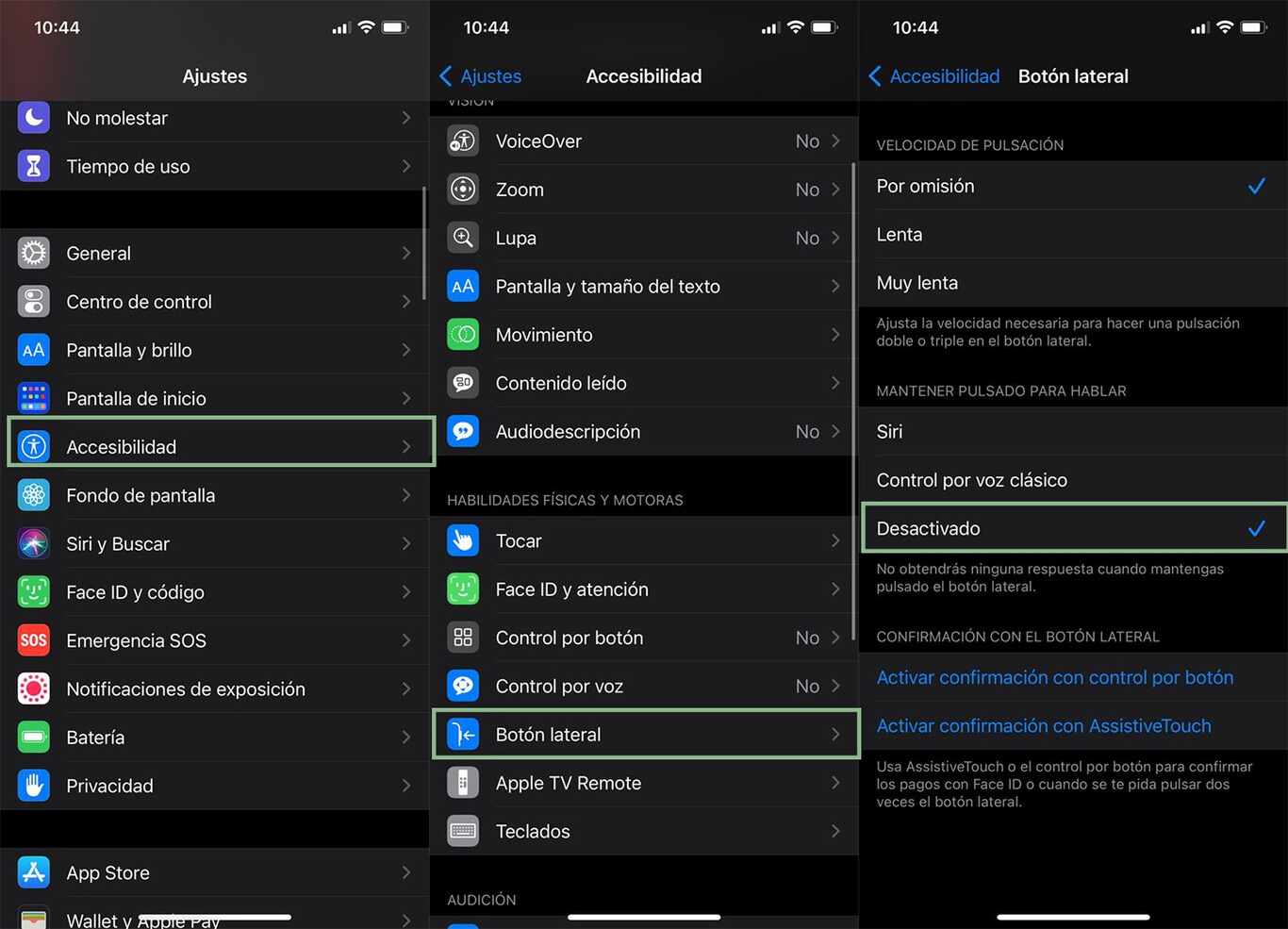 Cómo configurar el botón lateral del iPhone para que no invoque a Siri