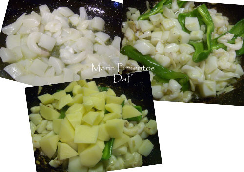 Jibia con patatas. Receta