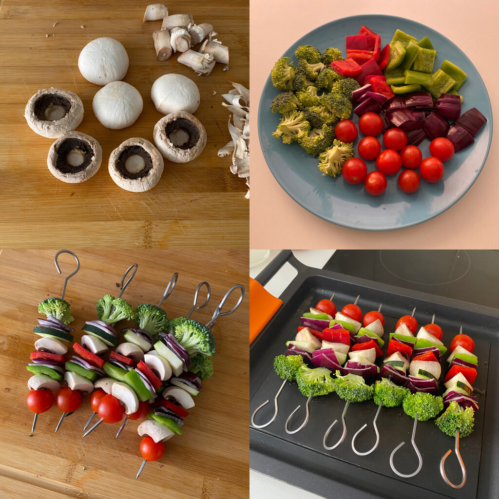 Brochetas de verduras a la parrilla, receta de cocina fácil, sencilla y ...
