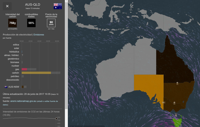 Este cautivador mapa muestra en tiempo real cuánto CO2 está emitiendo cada país en cada momento