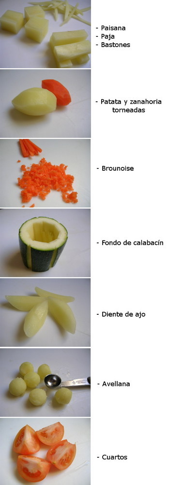 Cómo preparar y cortar las hortalizas y verduras