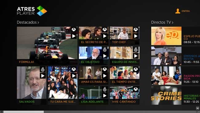 Atresplayer, las emisiones del grupo Antena 3 en tu Modern UI