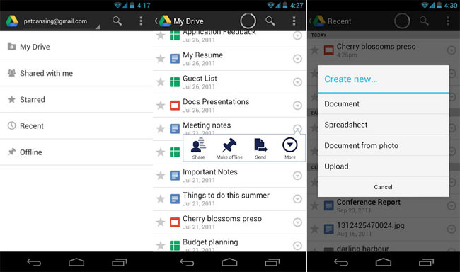 Google Drive ya disponible con su aplicación para Android