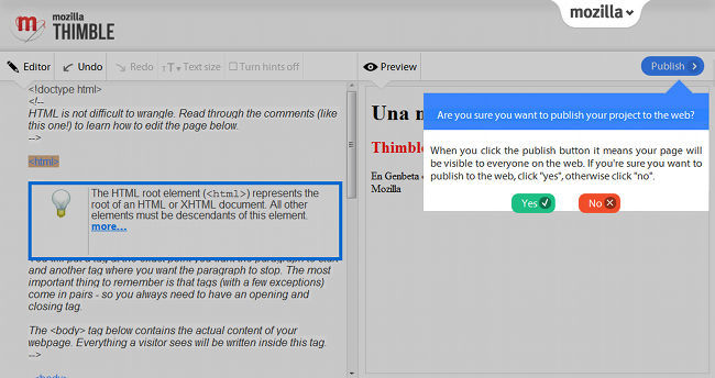 Thimble, el editor web de Mozilla en la nube ideal para principiantes