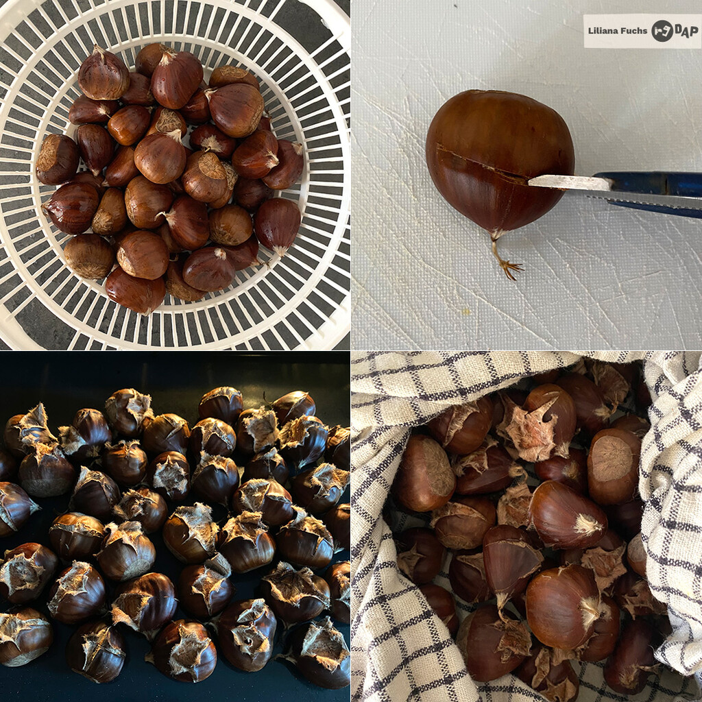 Castañas asadas al horno. Receta de cocina fácil, sencilla y deliciosa