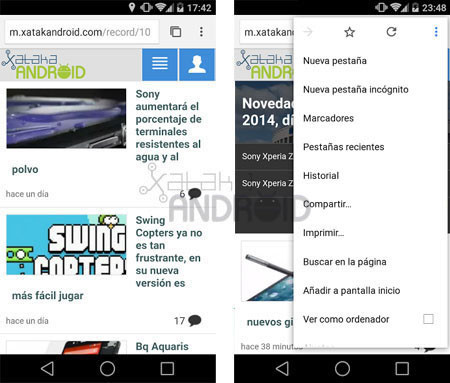 Chrome 37 para Android, ahora con nueva interfaz al estilo Material Design