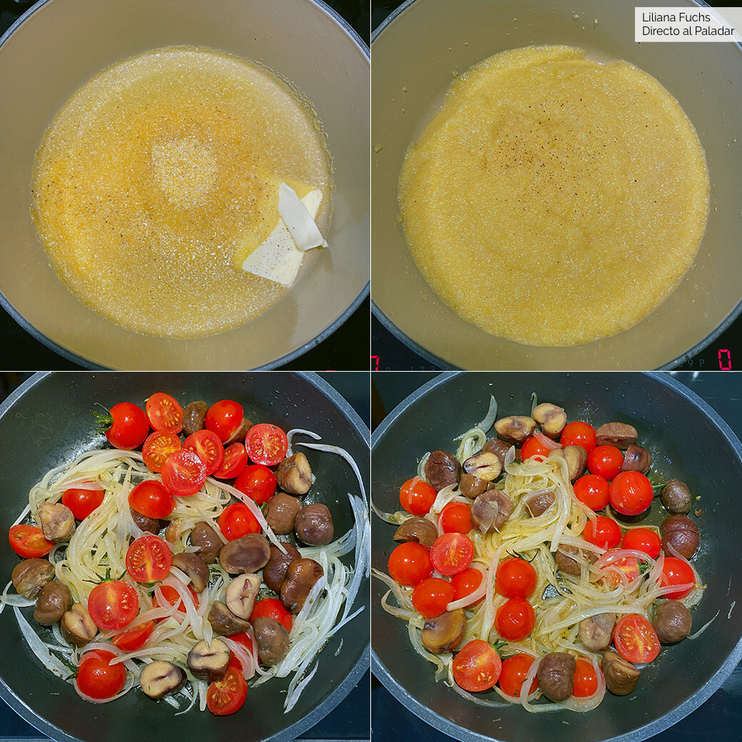 Polenta con ragú de castañas y tomate. Receta de cocina fácil, sencilla ...