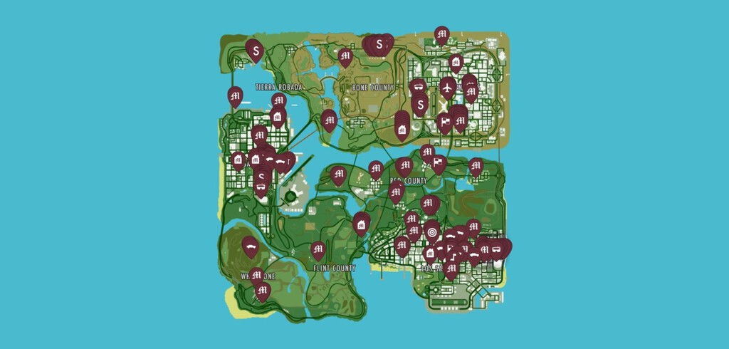 Mapa interactivo de GTA San Andreas, ubicación de todos los coches ...