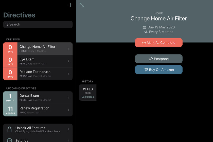 Directive: app de tareas de mantenimiento para iPhone, iPad y Mac