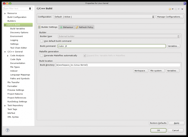 Configurar un entorno de desarrollo para el Kernel con Eclipse
